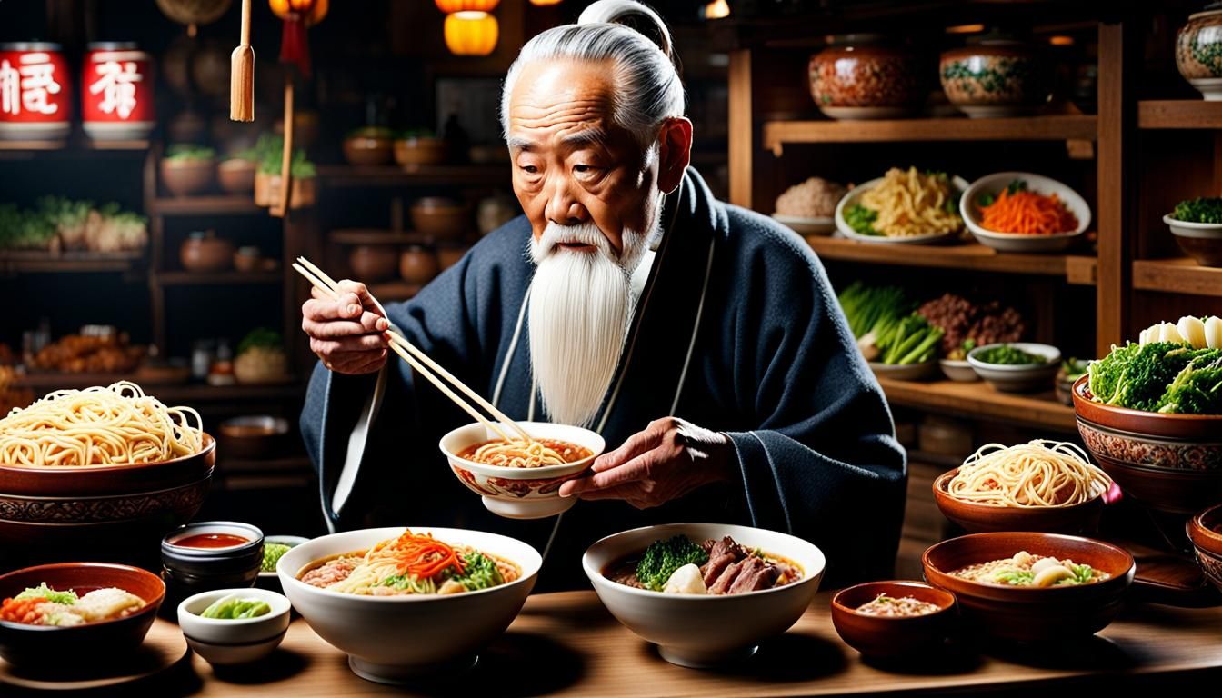 old man eating ramen - AI Generated Artwork - NightCafe Creator