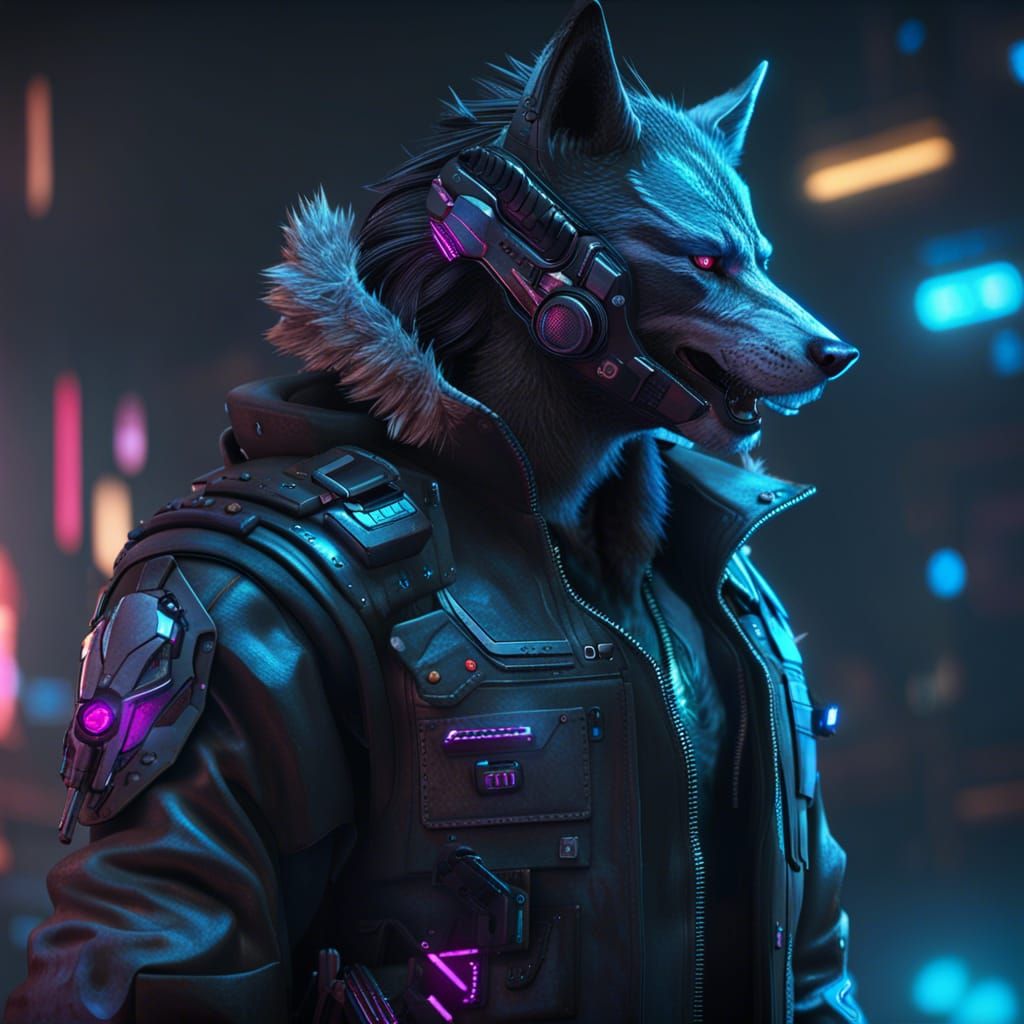 Cyberpunk wolf guy - AI Generated Artwork - NightCafe Creator