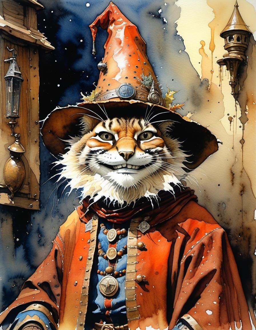 Cheshire tiger wizard - AI Generated Artwork - NightCafe Creator