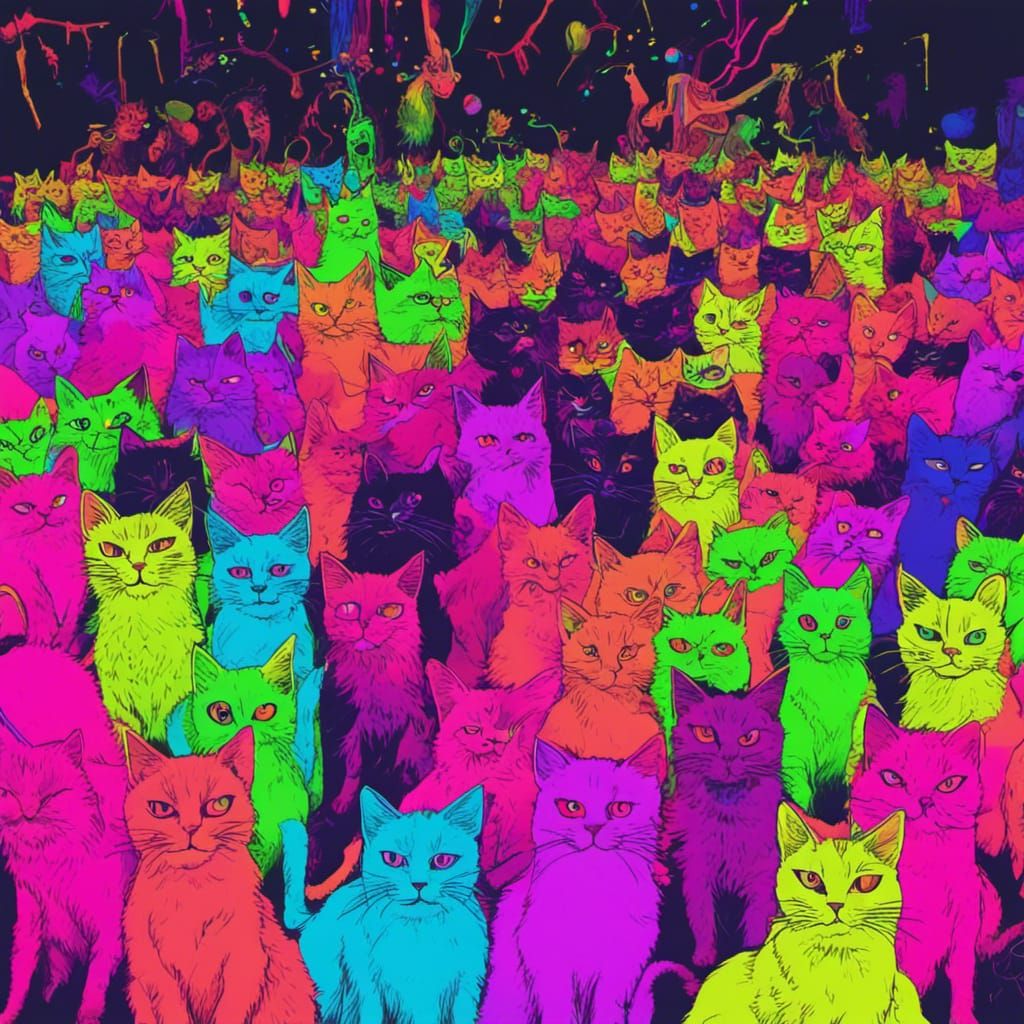 Neon Rave Cats Ai Generated Artwork Nightcafe Creator
