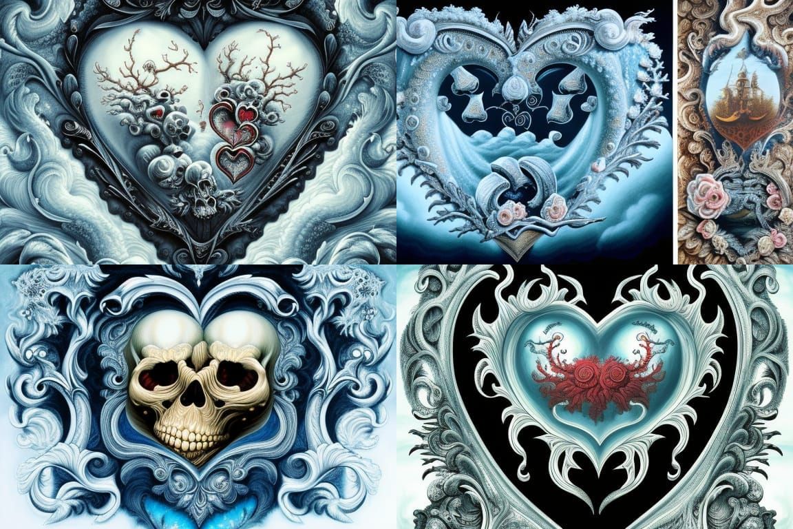 symmetrical surreal meticulous detailed rococo winter heart by artist ...