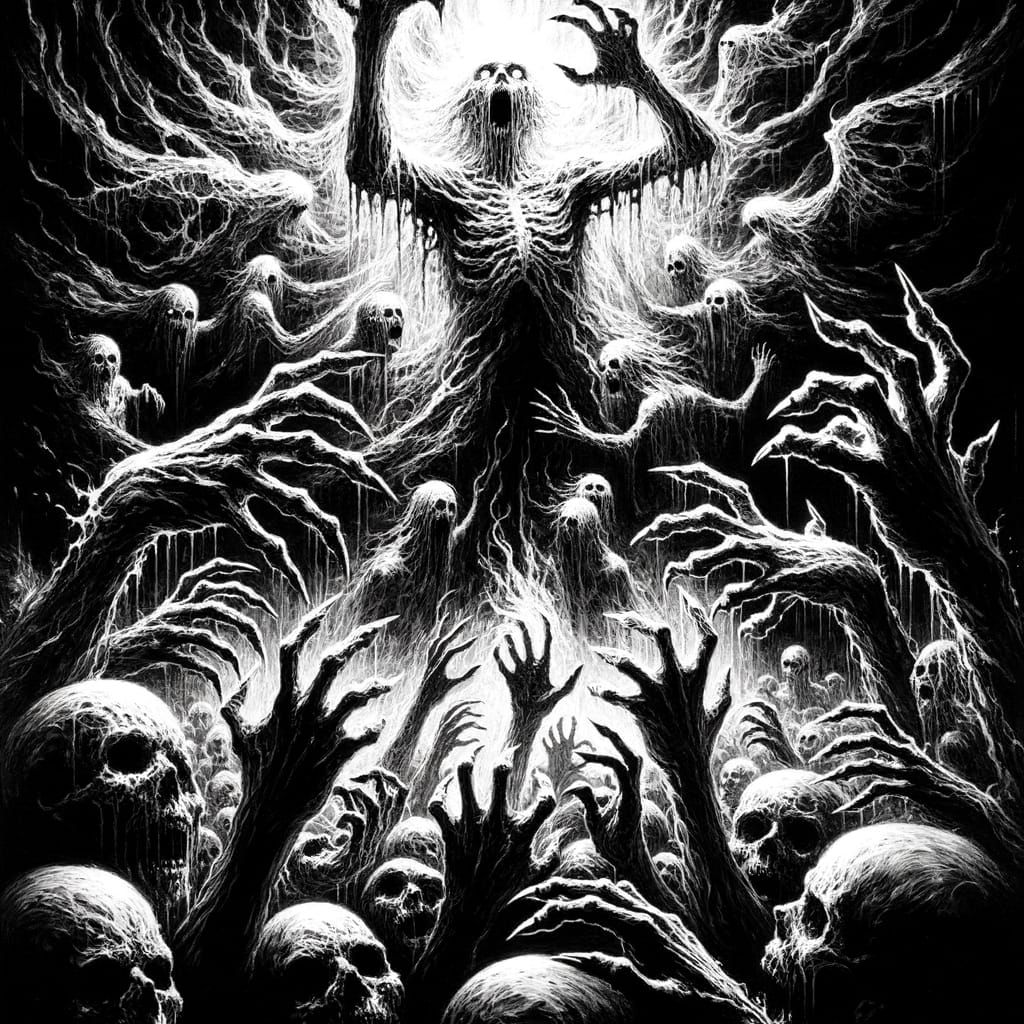 Hands In The Void negative black and white Speedpaint with large brush ...