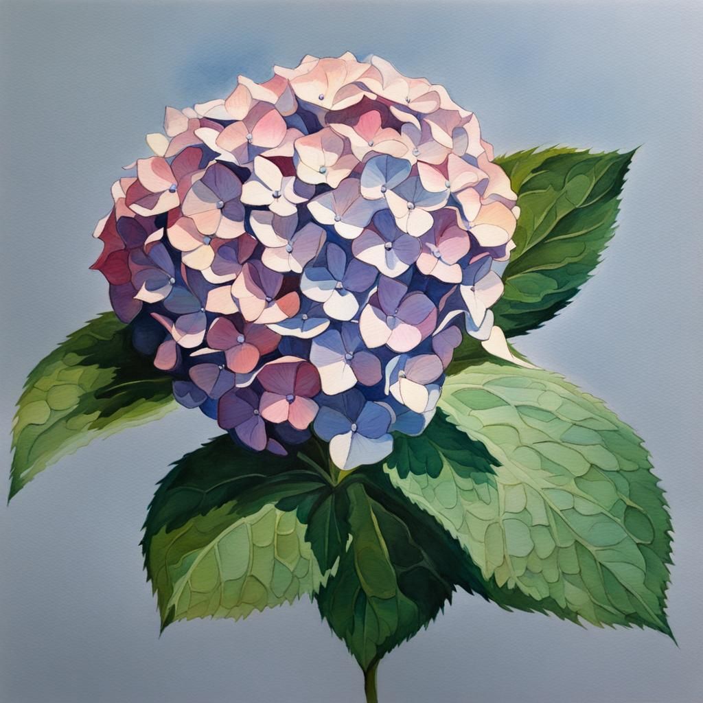 Hydrangea flower gouache - AI Generated Artwork - NightCafe Creator