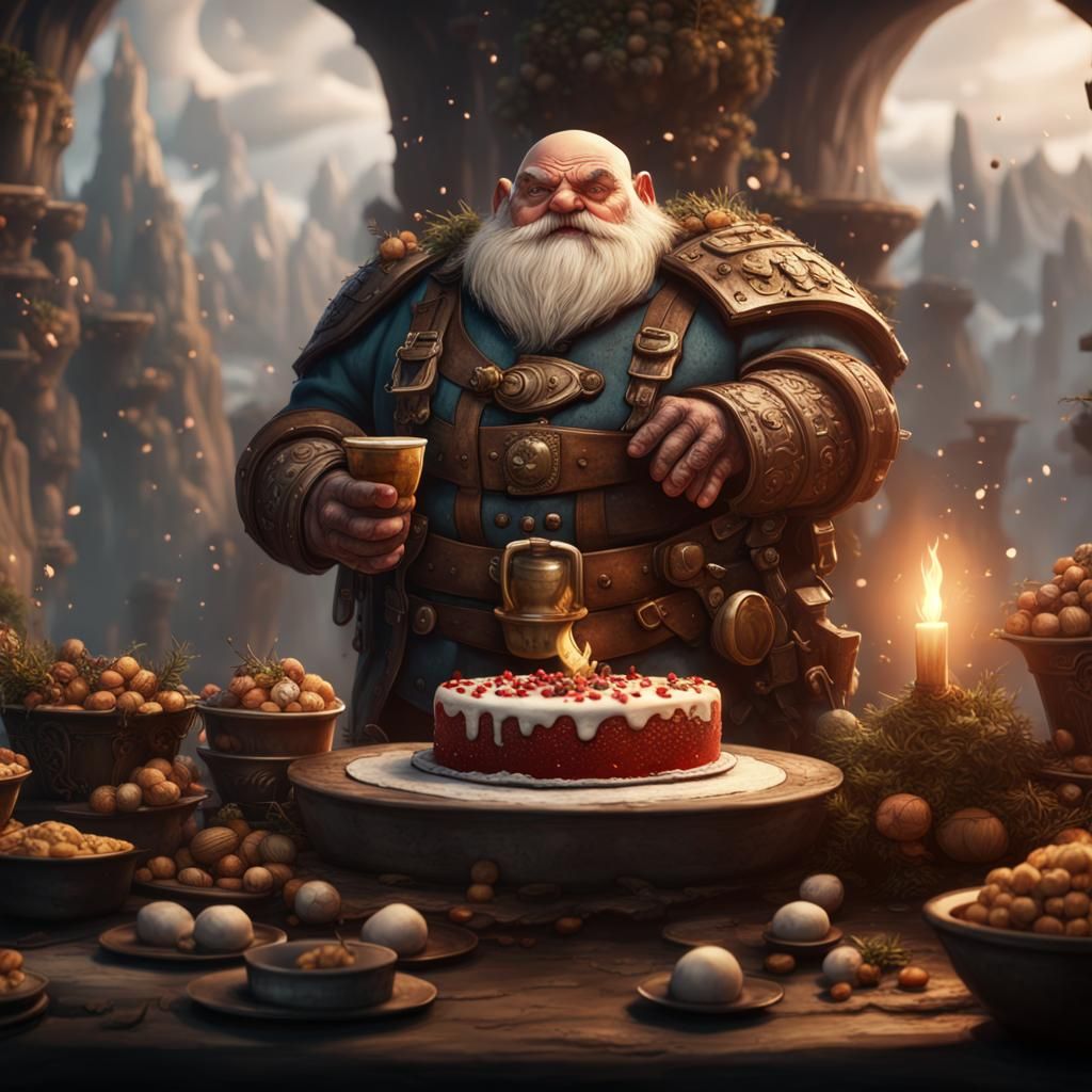 Fat dwarf shooting by panzerfaust to the big weding cake - AI Generated ...