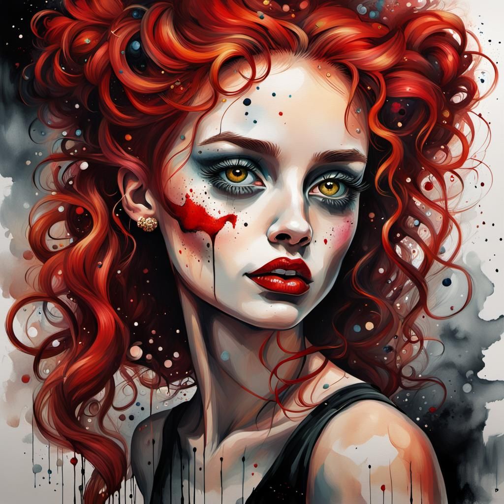 alcohol oil painting illustration. feat. Tim Burton - AI Generated ...