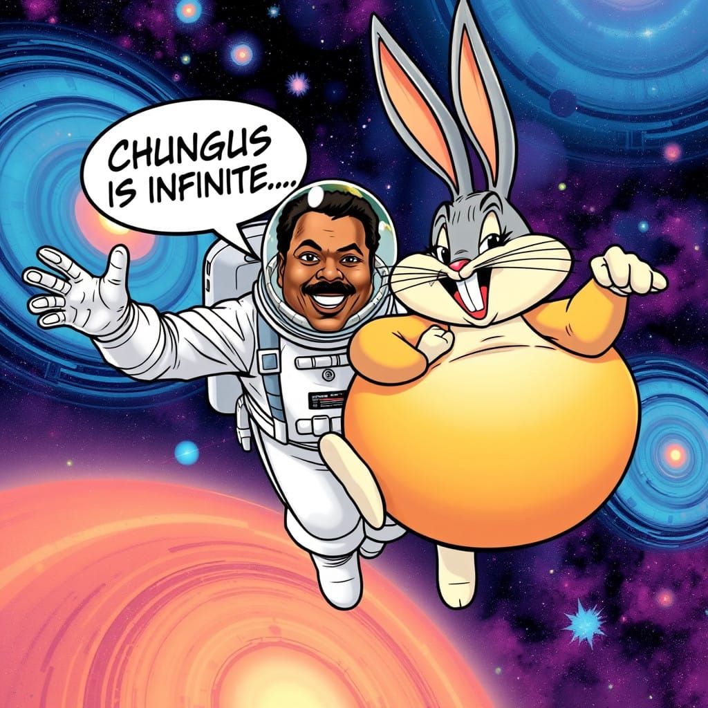Neil deGrasse Tyson floats in space with an obese Bugs Bunny he says in ...