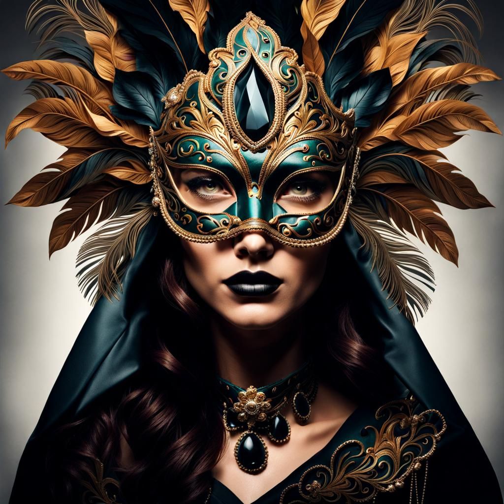 Beautiful Woman Wearing a Masquerade Mask - AI Generated Artwork ...