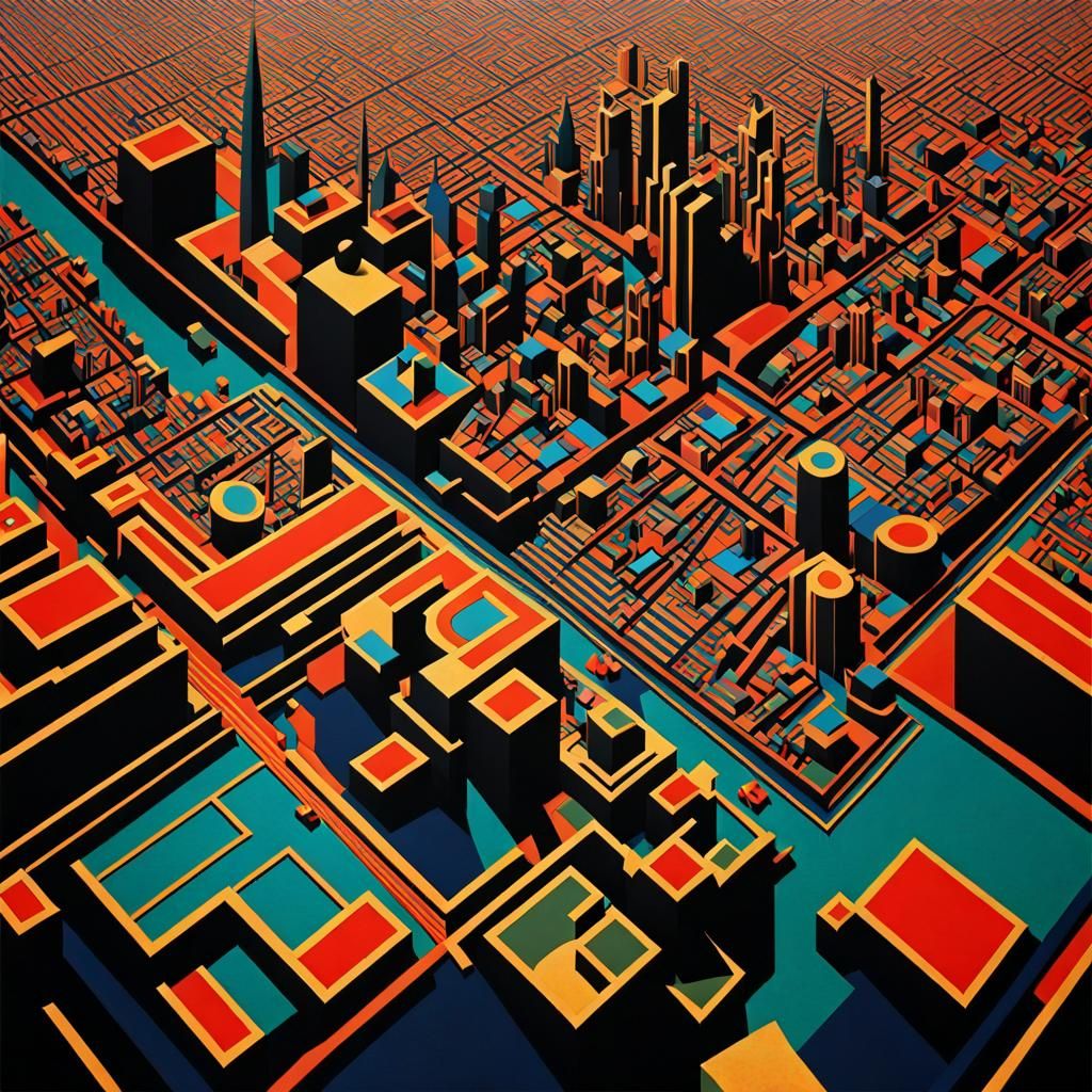 geometric shapes “City Map: 1.5” high quality CGI VFX fine art ...