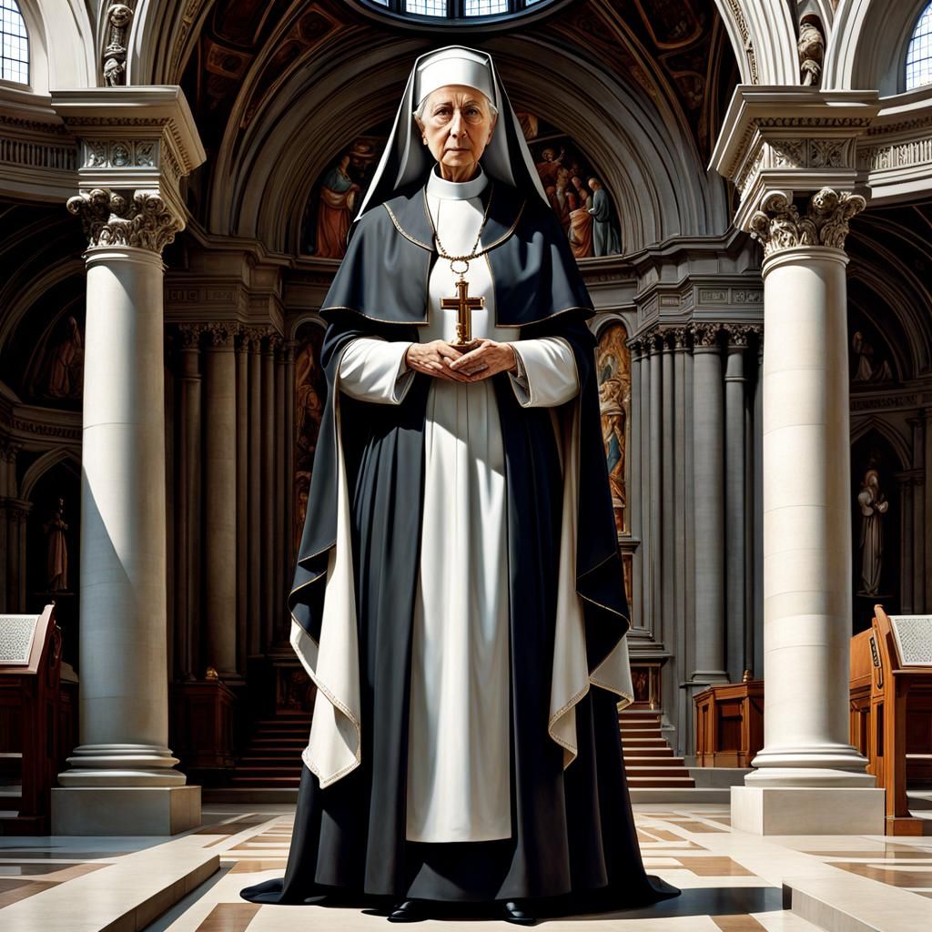 A complete body picture of an older nun - AI Generated Artwork ...