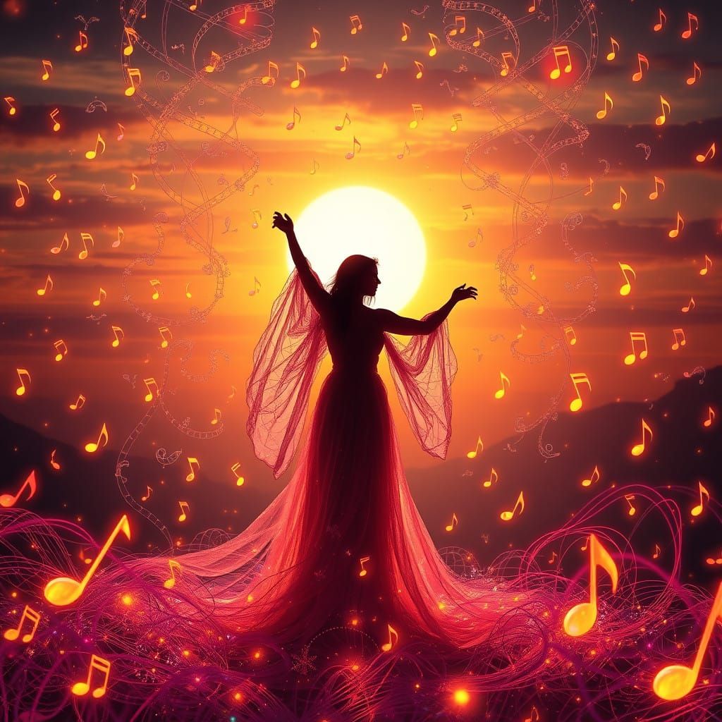 Singer in Radiant Sunset: Bio Art Surrealism Maste... - AI Art