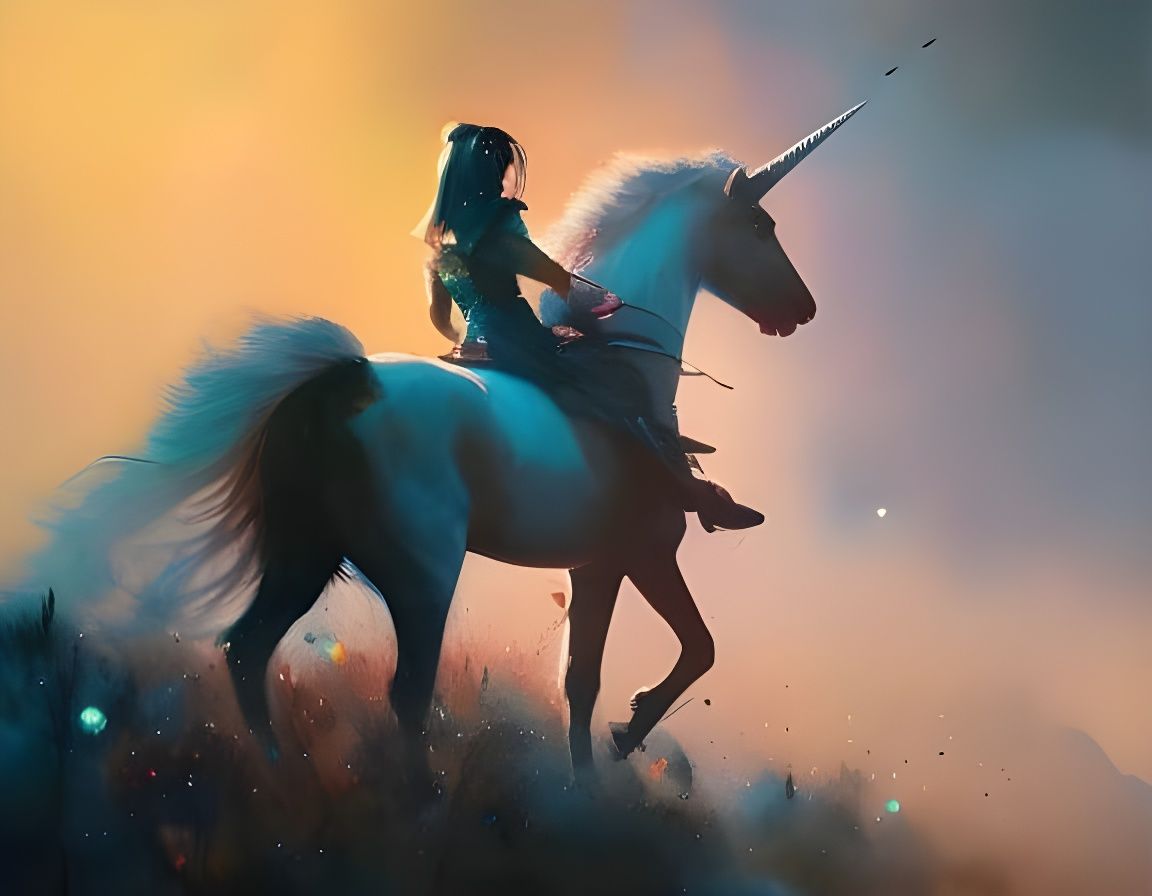 Riding the unicorn - AI Generated Artwork - NightCafe Creator
