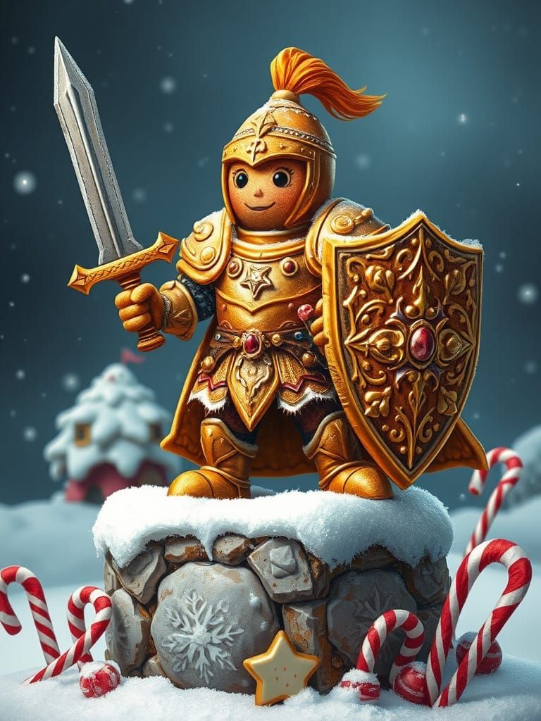 Gingerbread knight - Gingerbread Hero Triumphs in Whimsical...