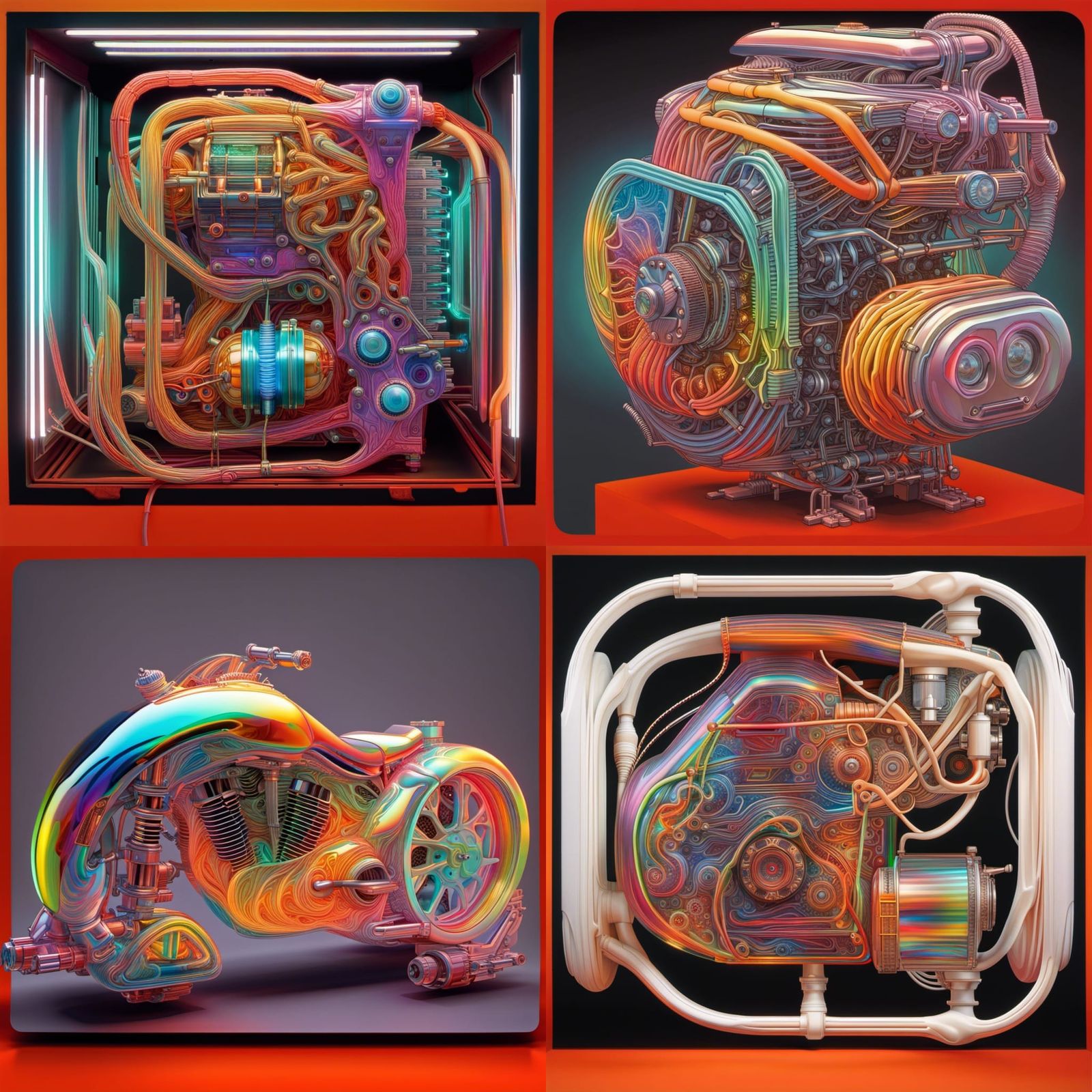 COLORED PLASTIC ORGANIC MOTOR MADE OF MUSCLE AND BONE volumetric ...