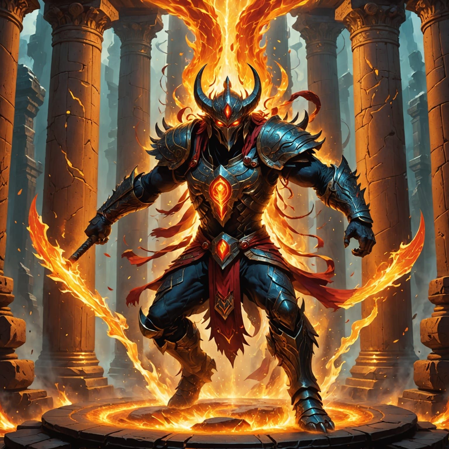 Cyberpunk Totem-Warrior Magno-Mage Battles Ancient... - AI Art