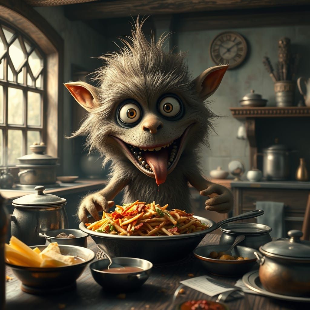 Friendly Kitchen Troll - Friendly Victorian Troll Devours Di...
