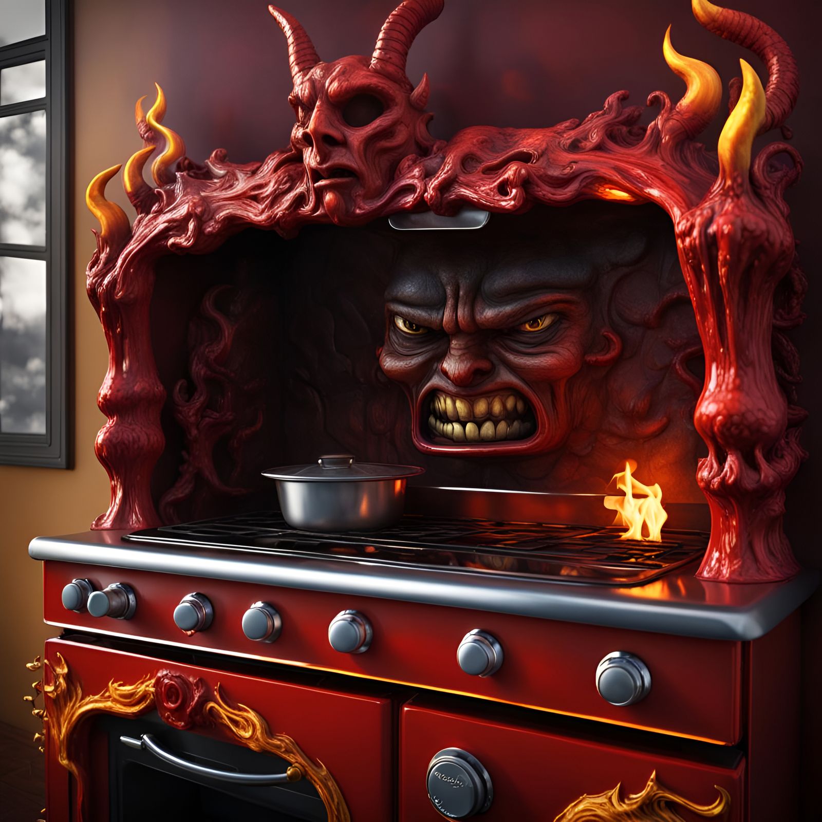 Stove From Hell! - AI Generated Artwork - NightCafe Creator
