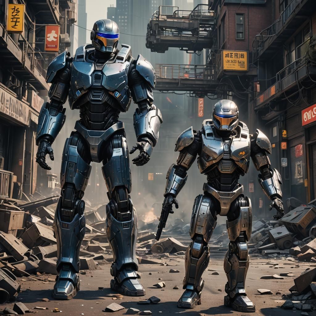 Big Robocop and Little Robocop - AI Generated Artwork - NightCafe Creator