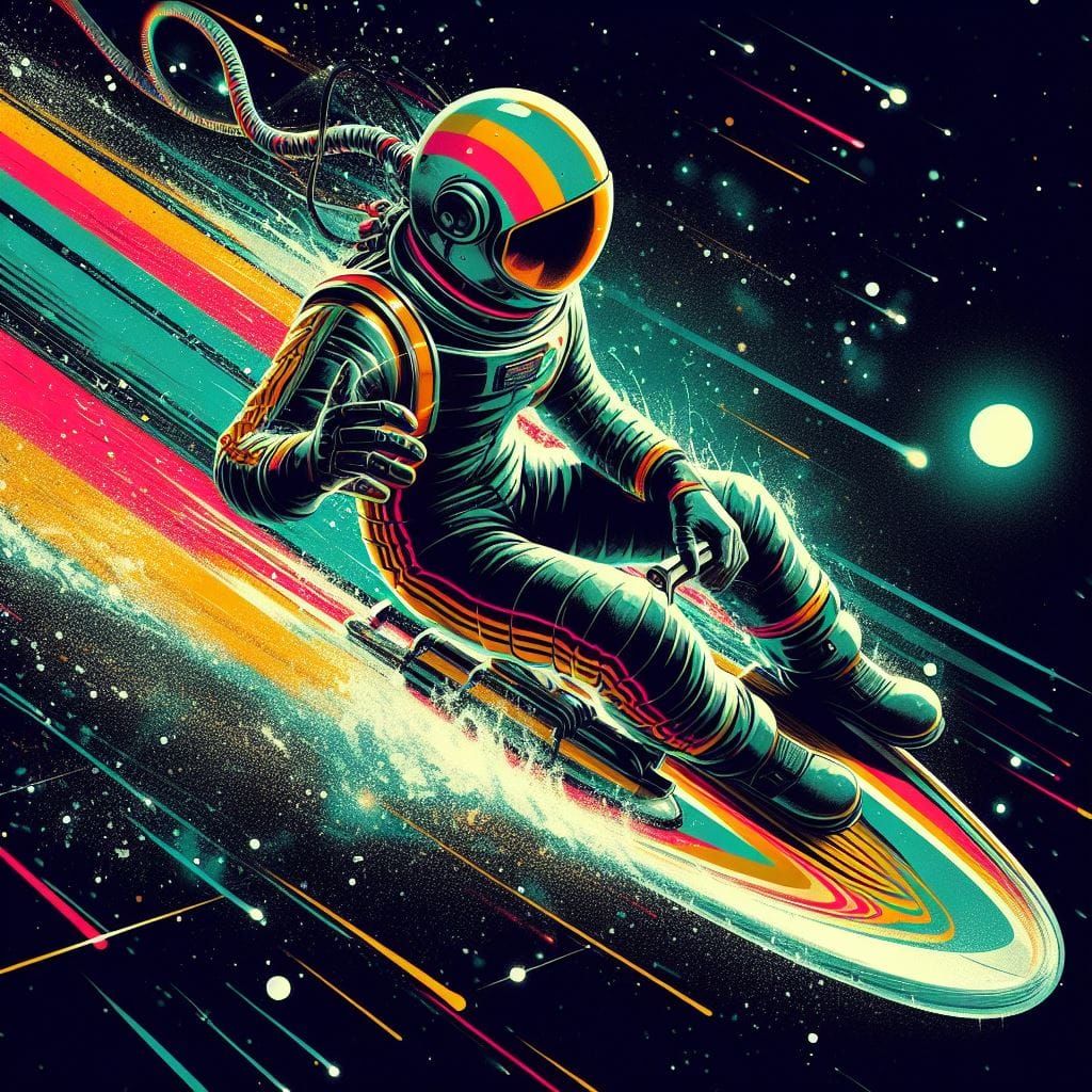 Retro-futuristic astronaut luge in space - AI Generated Artwork - NightCafe Creator