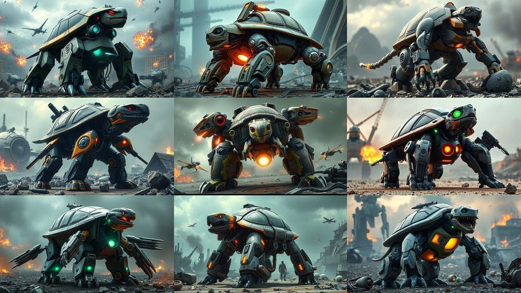 the turtle mech - Cybernetic Turtle Mech in Tactical Pose