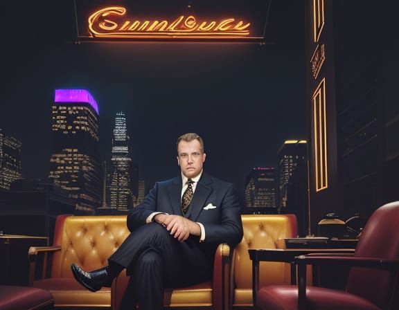 Art Deco Elegance: A Confident Gentleman Amidst Ci... - AI Art