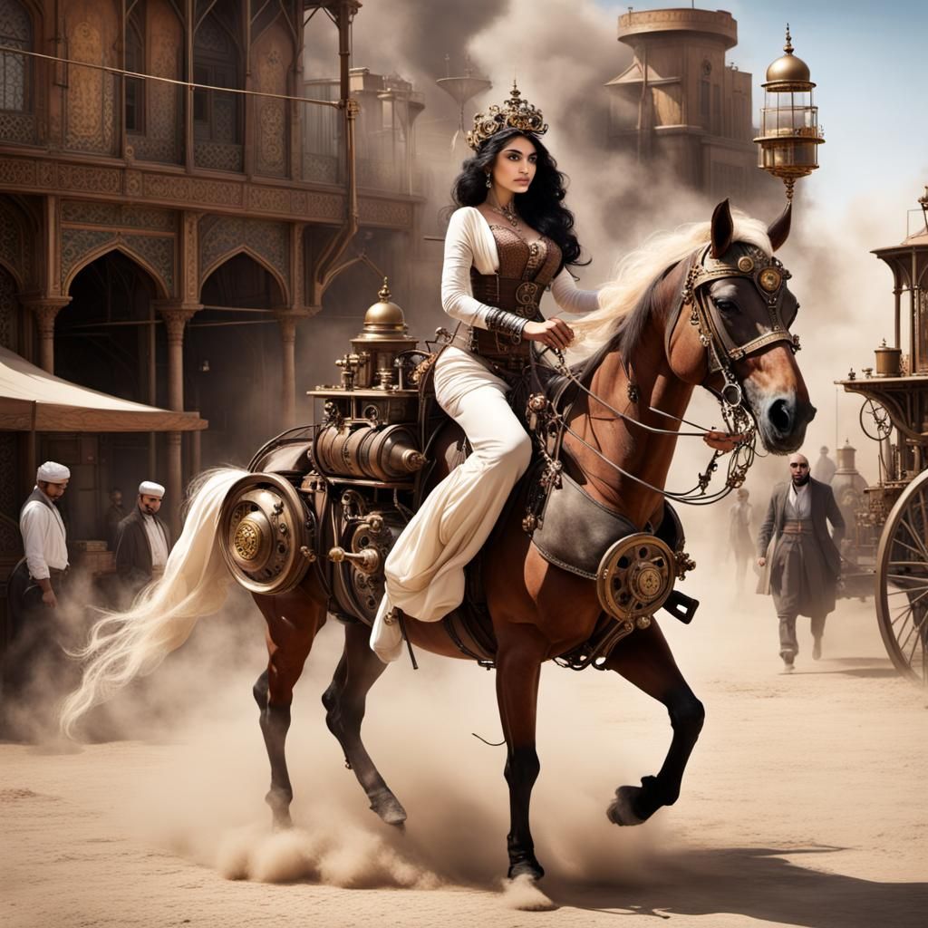 Arabic princess rides into town - AI Generated Artwork - NightCafe Creator