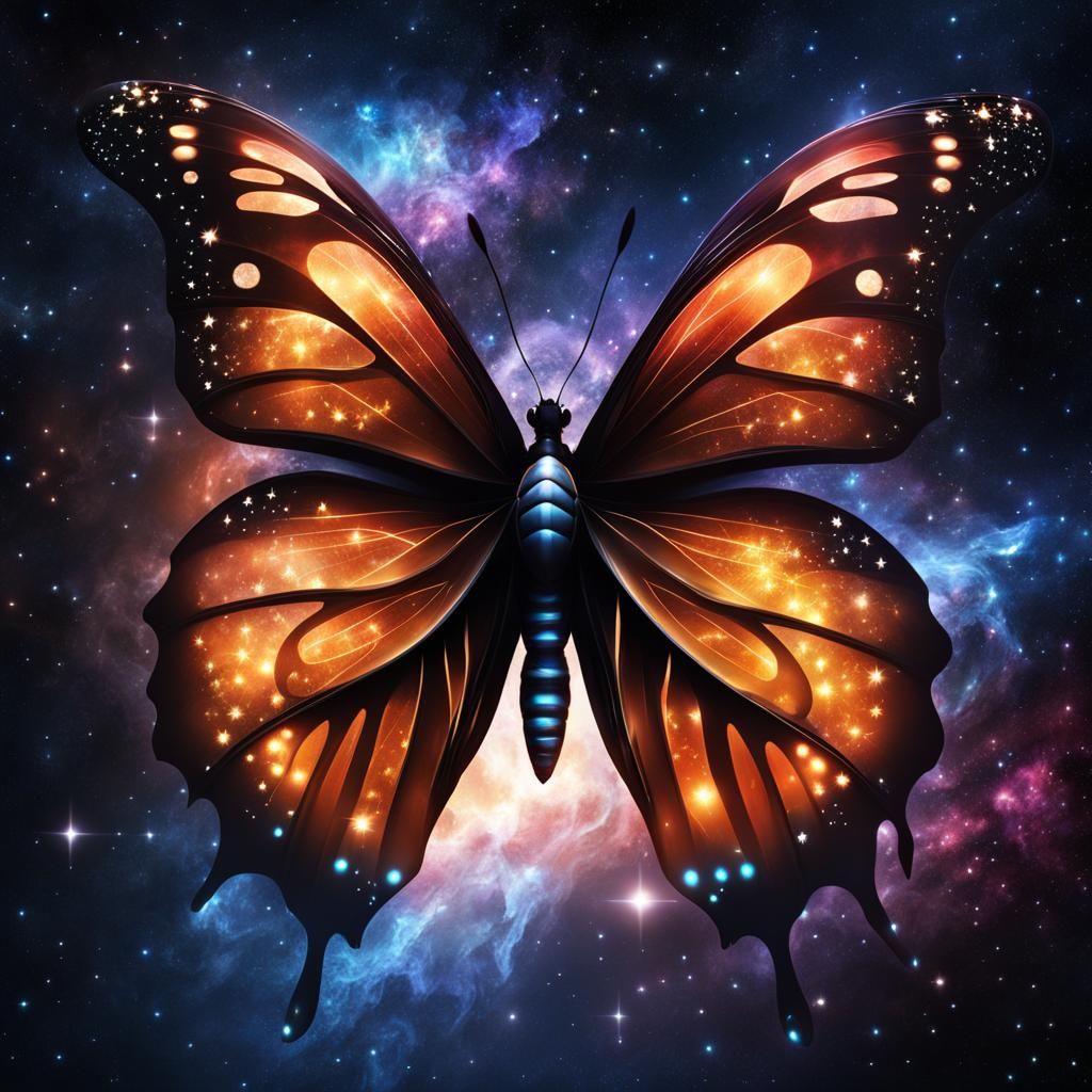 Butterfly in deep space - AI Generated Artwork - NightCafe Creator