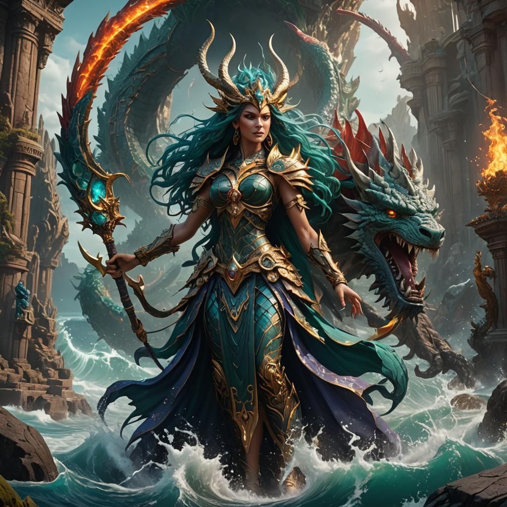 Tiamat, primordial goddess of salt water and chaos - AI Generated ...