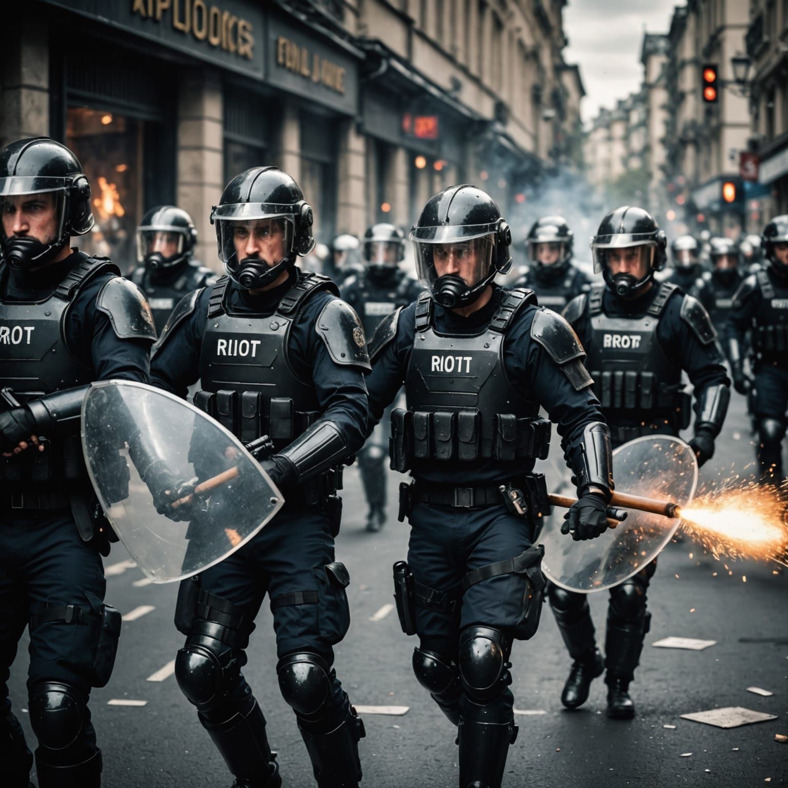 riot police - Tactical Police Unit Under Siege in a Hyperre...