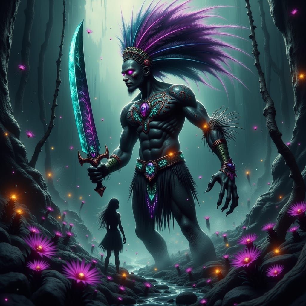 Ethereal Warrior of Quetzalcóatl in Dark Fantasy S... - AI Art