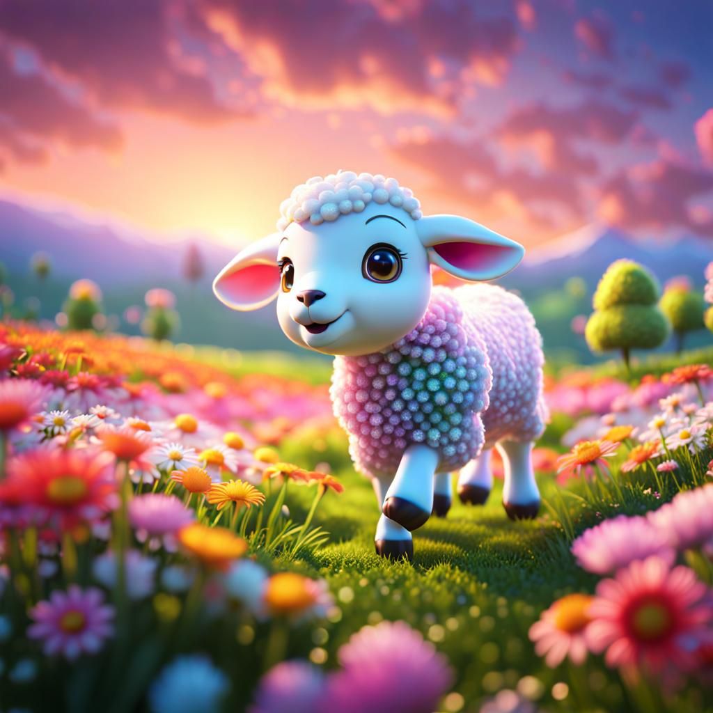 Little lamb in spring glory - AI Generated Artwork - NightCafe Creator