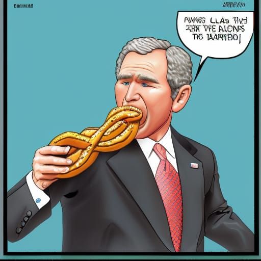 George W. Bush choking on a pretzel - AI Generated Artwork - NightCafe ...