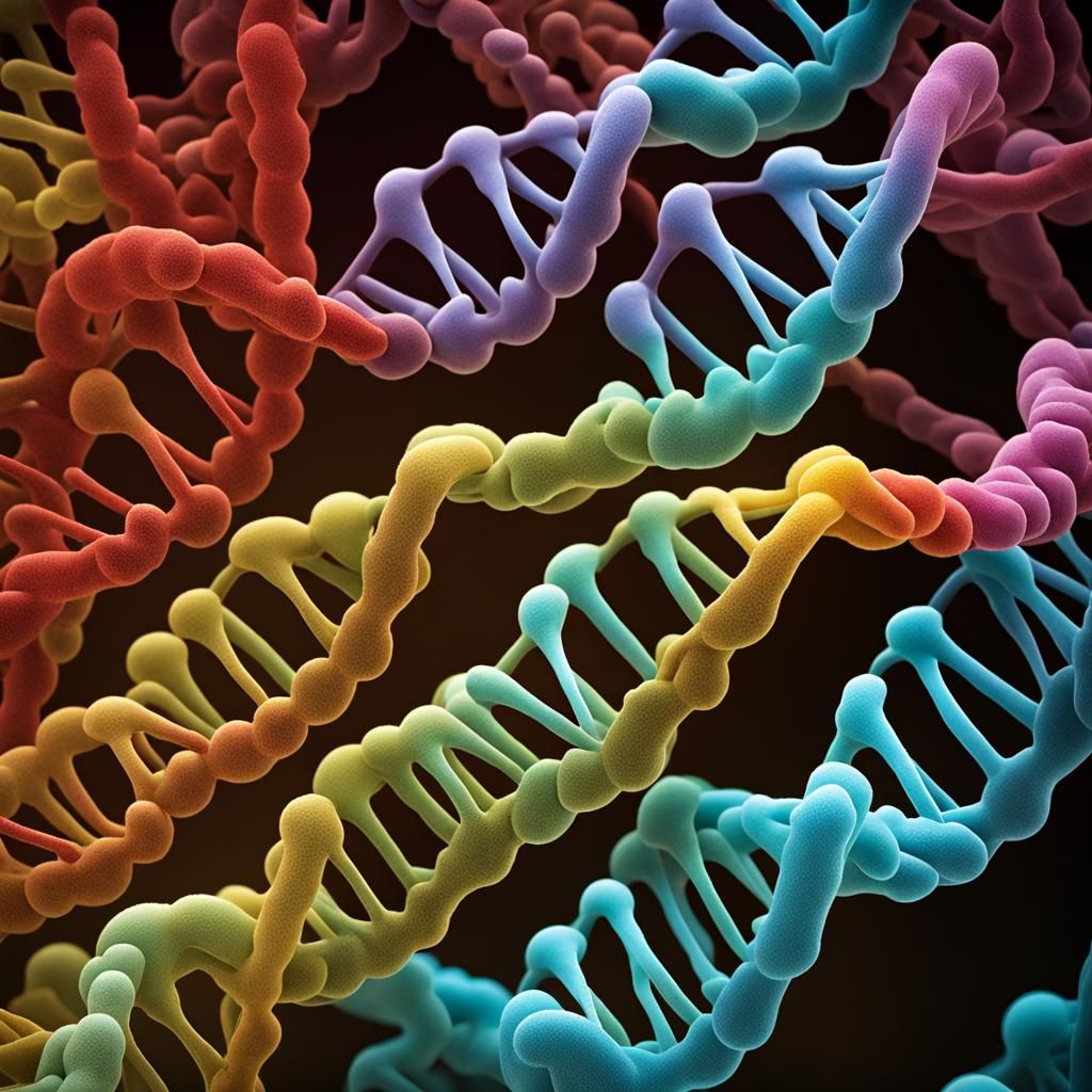 scanning electron microscopy SEM Image of colorful DNA - AI Generated ...