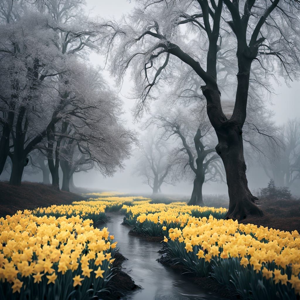 Cinematic Late Spring Ice Storm Landscape in Paste... - AI Art