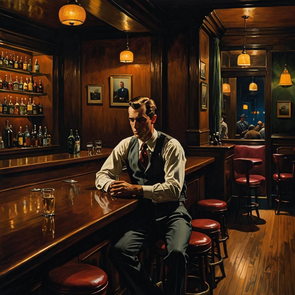 "Lost in Thought" (Edward Hopper) - AI Generated Artwork - NightCafe ...