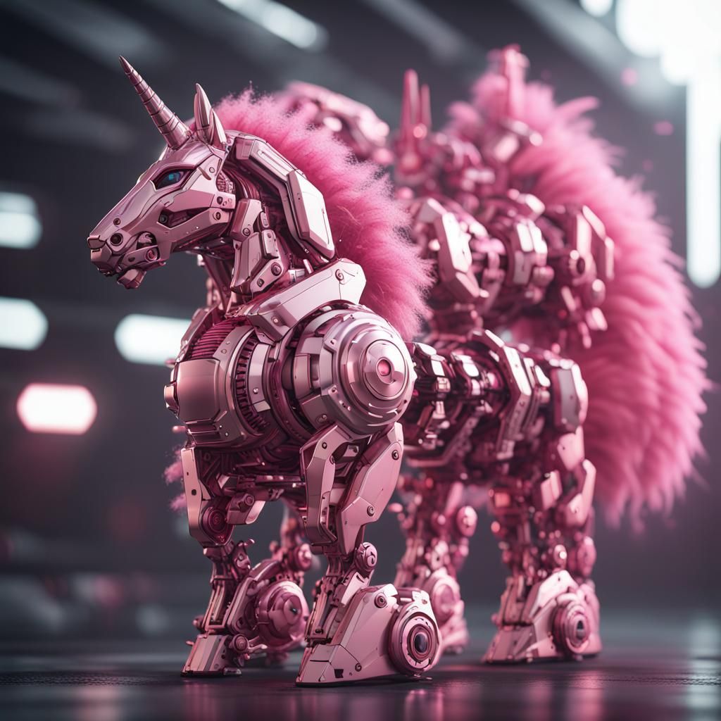 pink mecha unicorn - AI Generated Artwork - NightCafe Creator