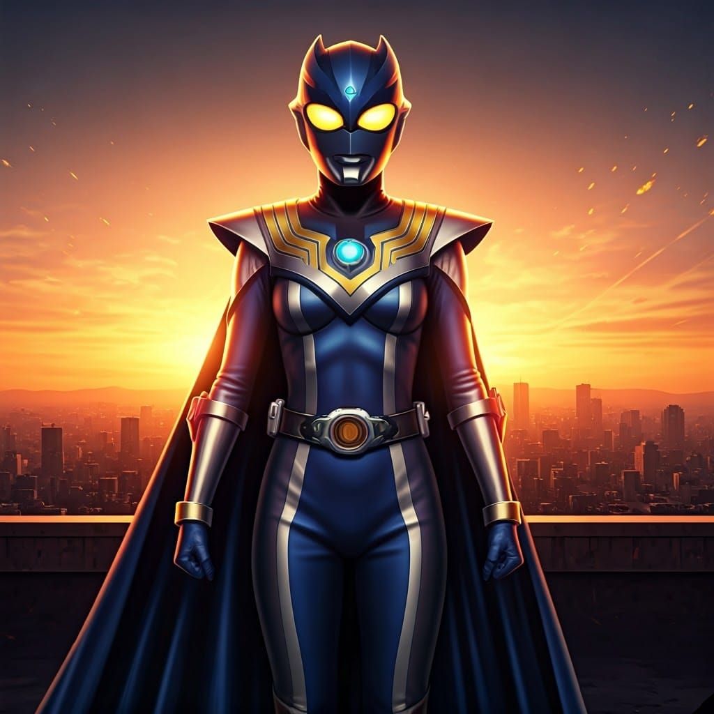 Tokusatsu Leotarded Woman - Heroic Tokusatsu Warrior in Elec...