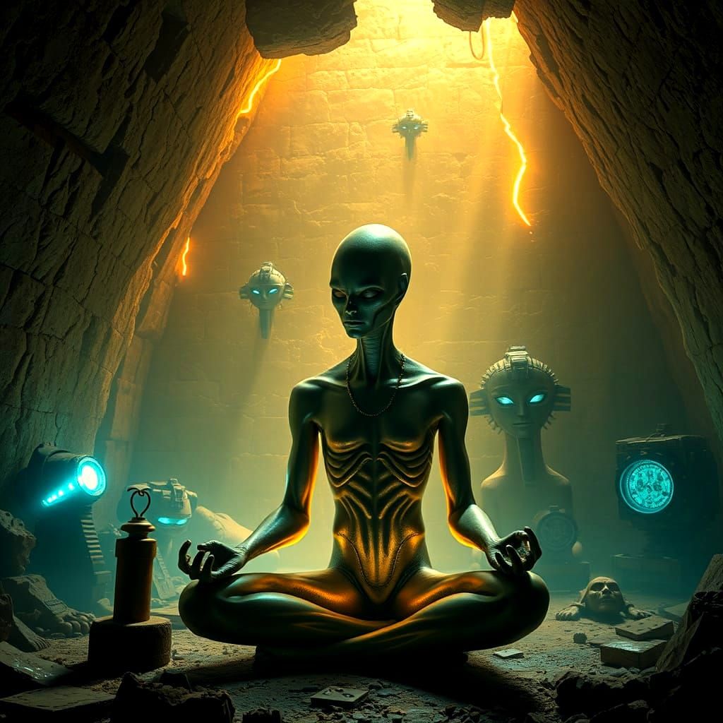Alien Meditation Chamber Beneath Giza Pyramid - AI Art