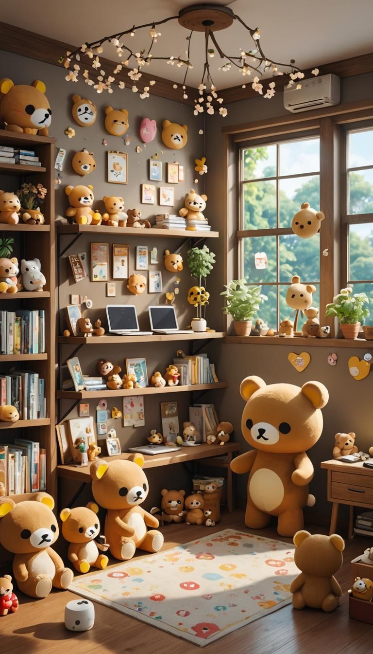a room decorated with rilakkuma and korillakuma themed items - AI ...