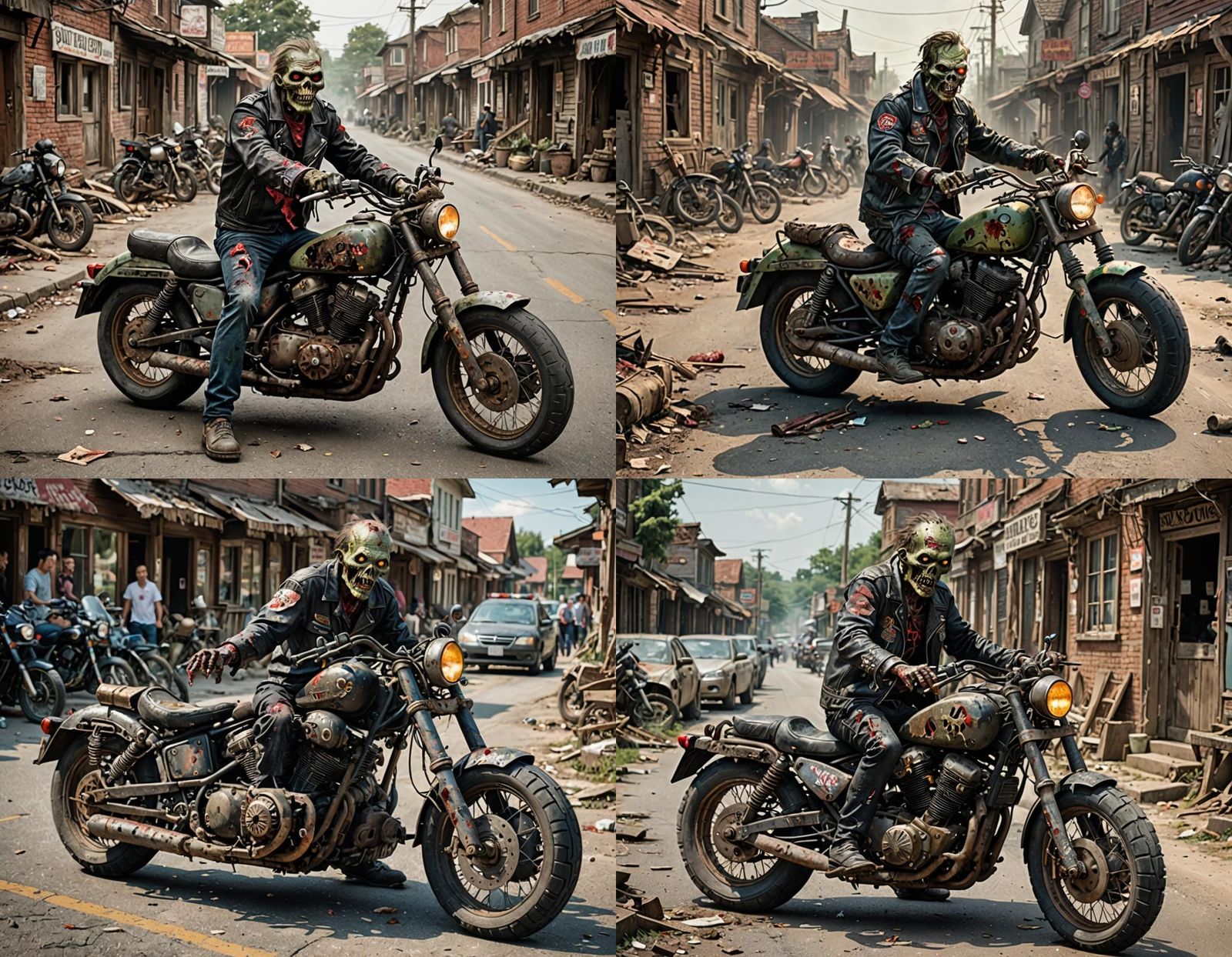 zombie motorcycle in the village - AI Generated Artwork - NightCafe Creator