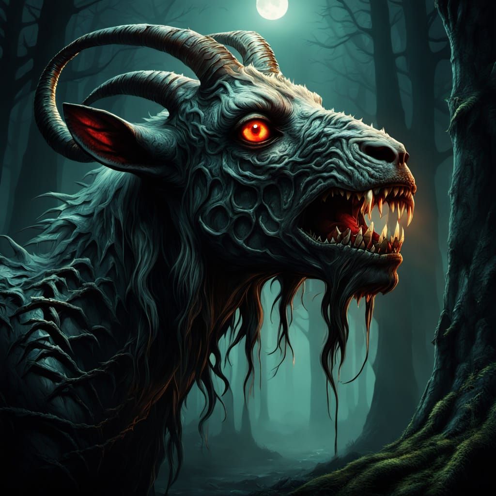 Chupacabra - Dark Fantasy Chupacabra in a Moonlit Forest