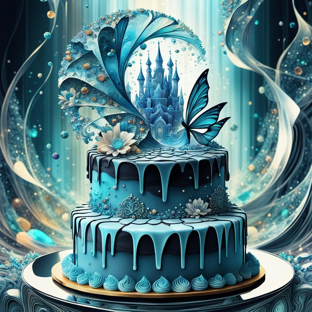 The Blue Castle Cake. - AI Generated Artwork - NightCafe Creator