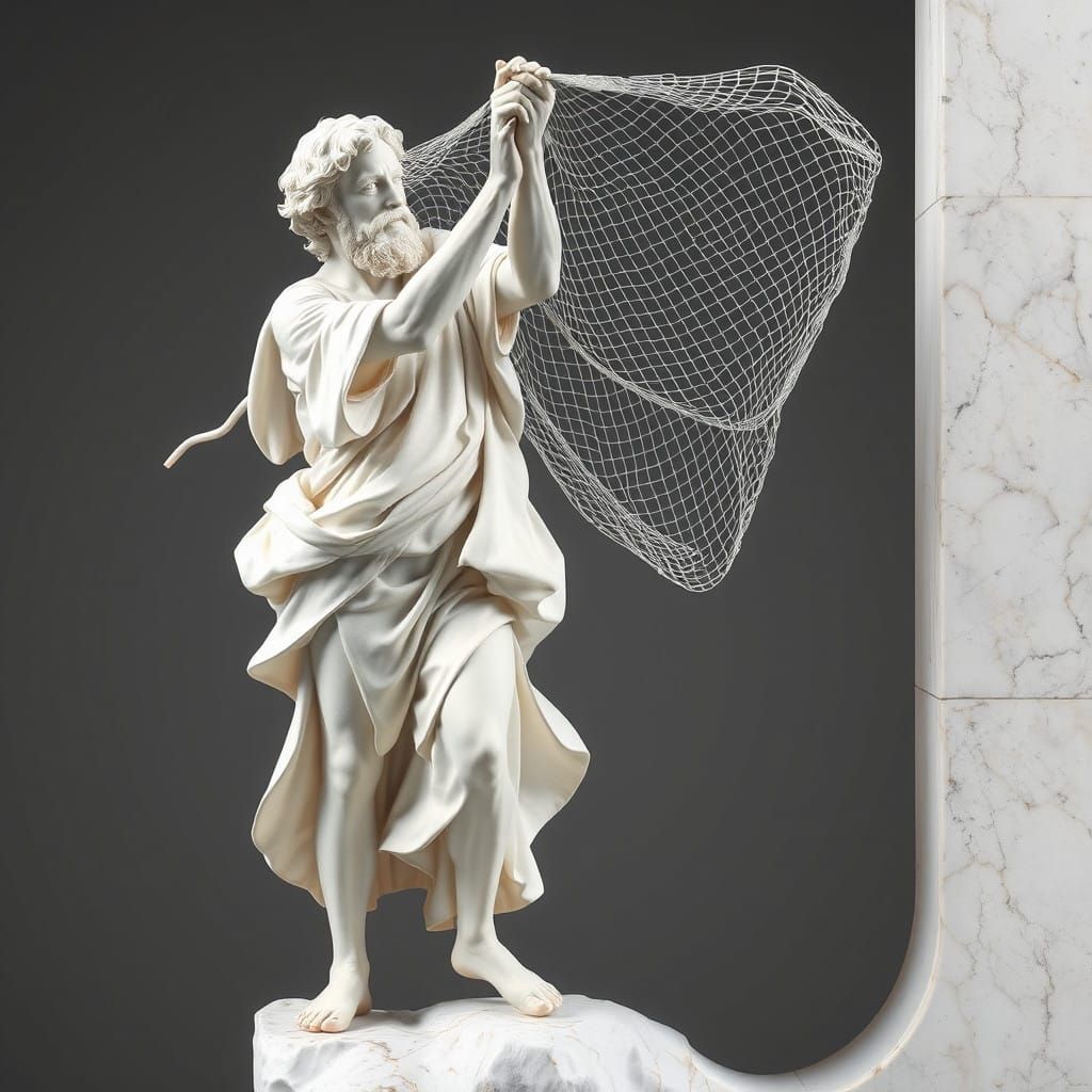 Peter casting his nets - Peter Casting Nets in Hyper-Realist...