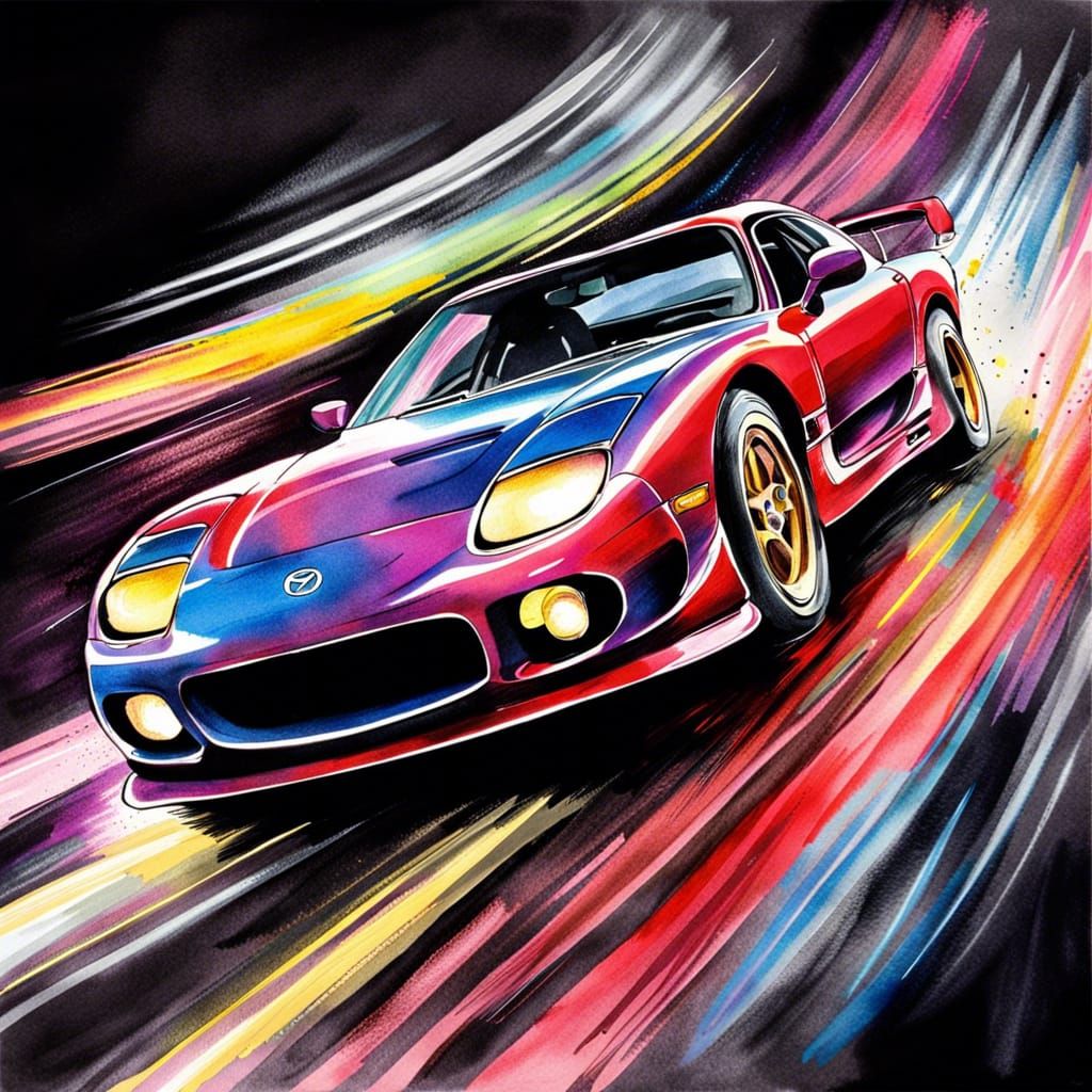 speeding Mazda RX7 - AI Generated Artwork - NightCafe Creator