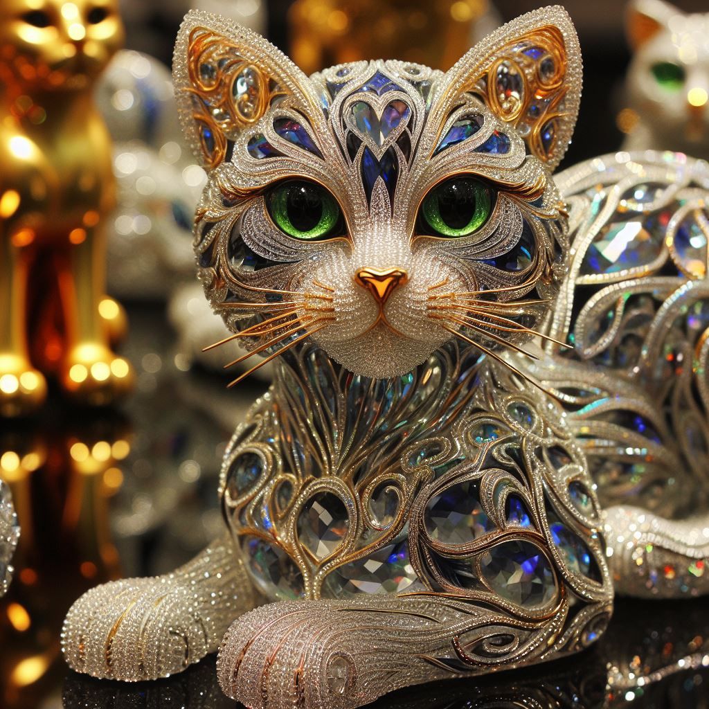 Swarovski Crystal Cat with Jewels - AI Generated Artwork - NightCafe ...