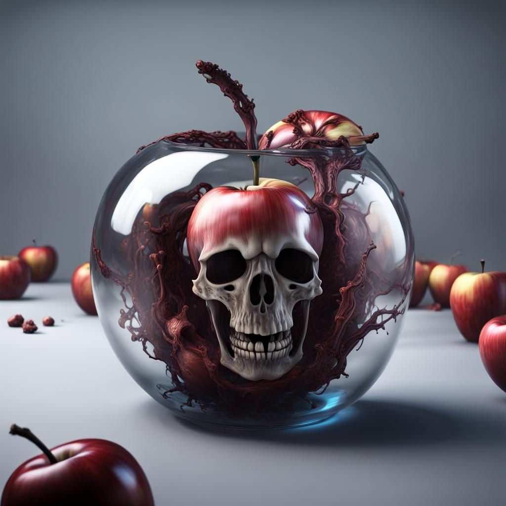 Glass apple with skeletons inside - AI Generated Artwork - NightCafe ...