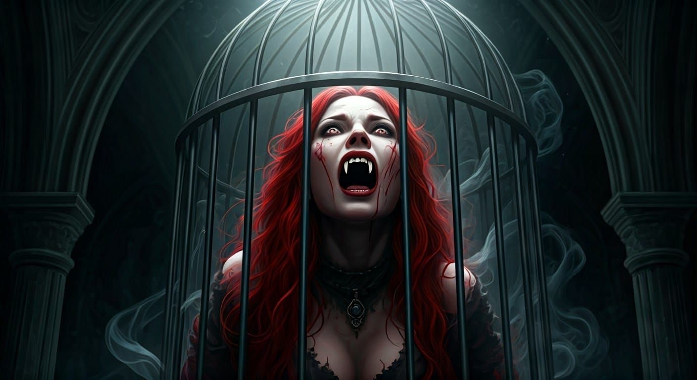 A Caged Lamia - A Caged, Tormented Lamia in Gothic Splendor