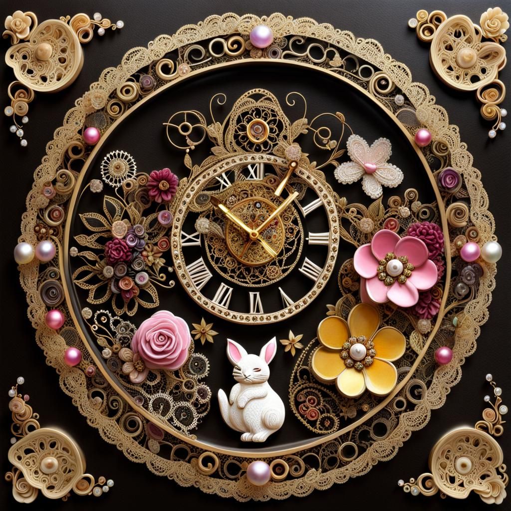 Clock Face Lace #4 - AI Generated Artwork - NightCafe Creator