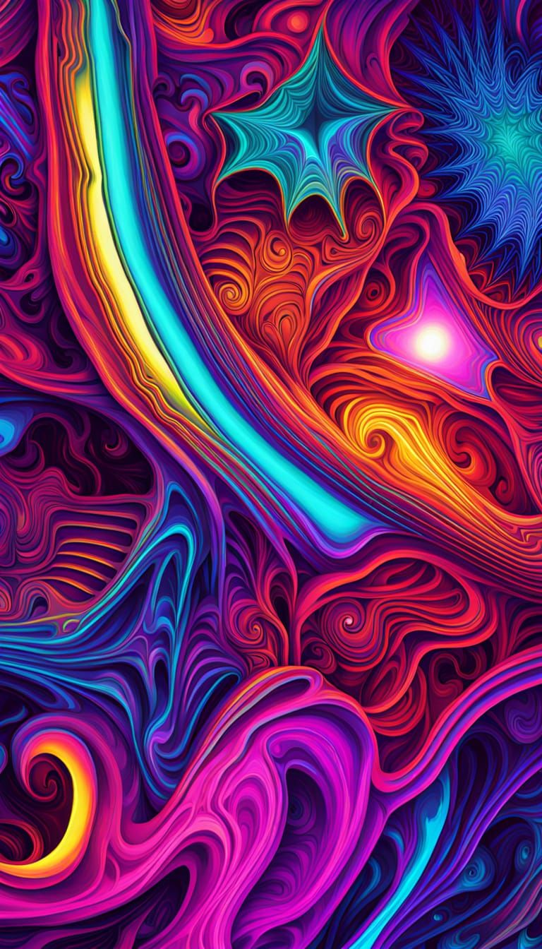 Visual of L.S.D. Hallucinations contrasting colors... - AI Art