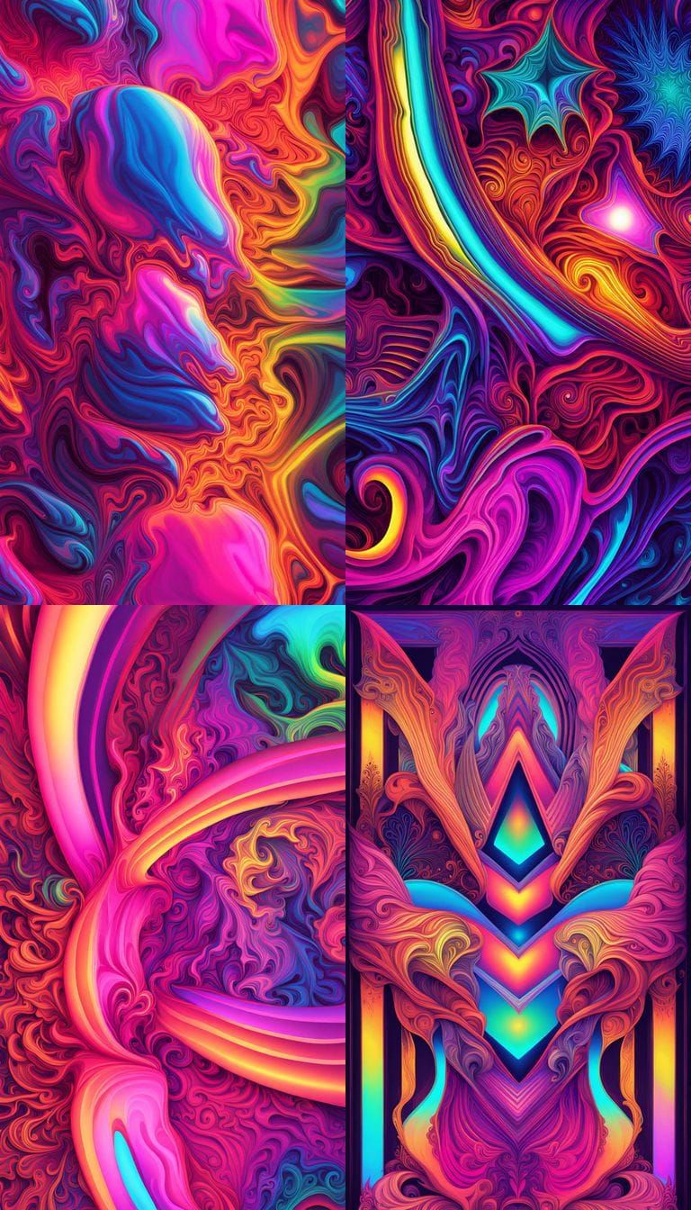 Visual of L.S.D. Hallucinations contrasting colors... - AI Art