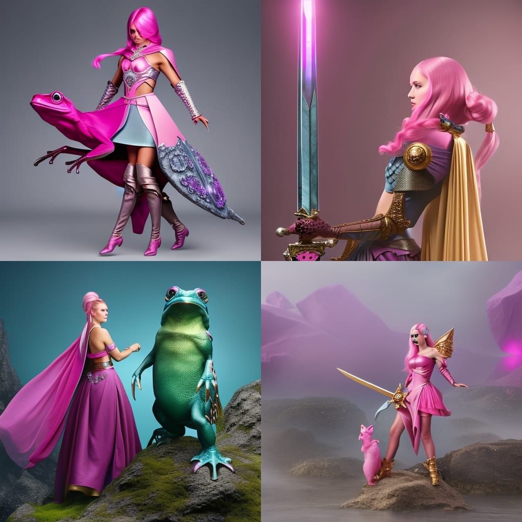 princess with pink hair wearing pink see-through transparent chunky ...